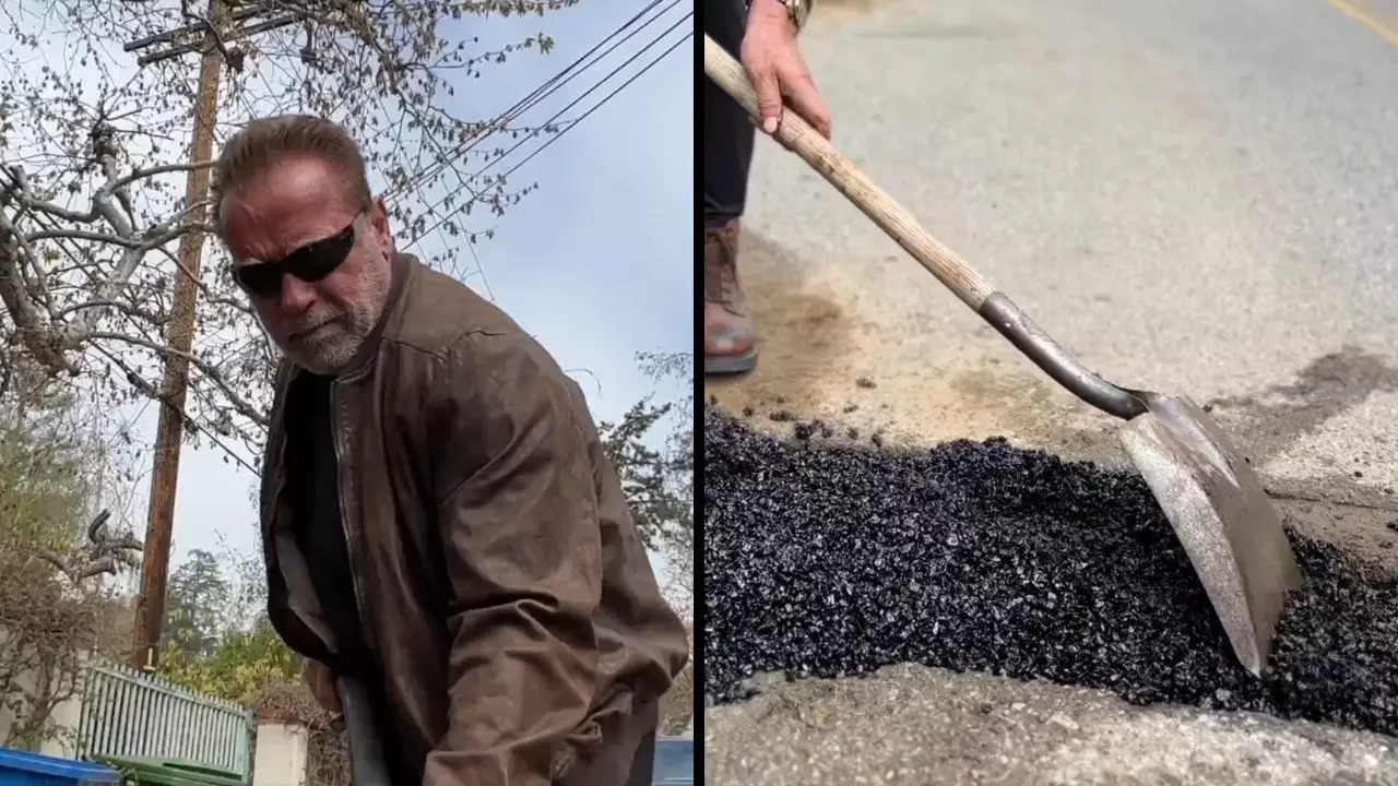 After Arnold Schwarzenegger fills ‘giant pothole’, LA city says it was never one | Viral News ...