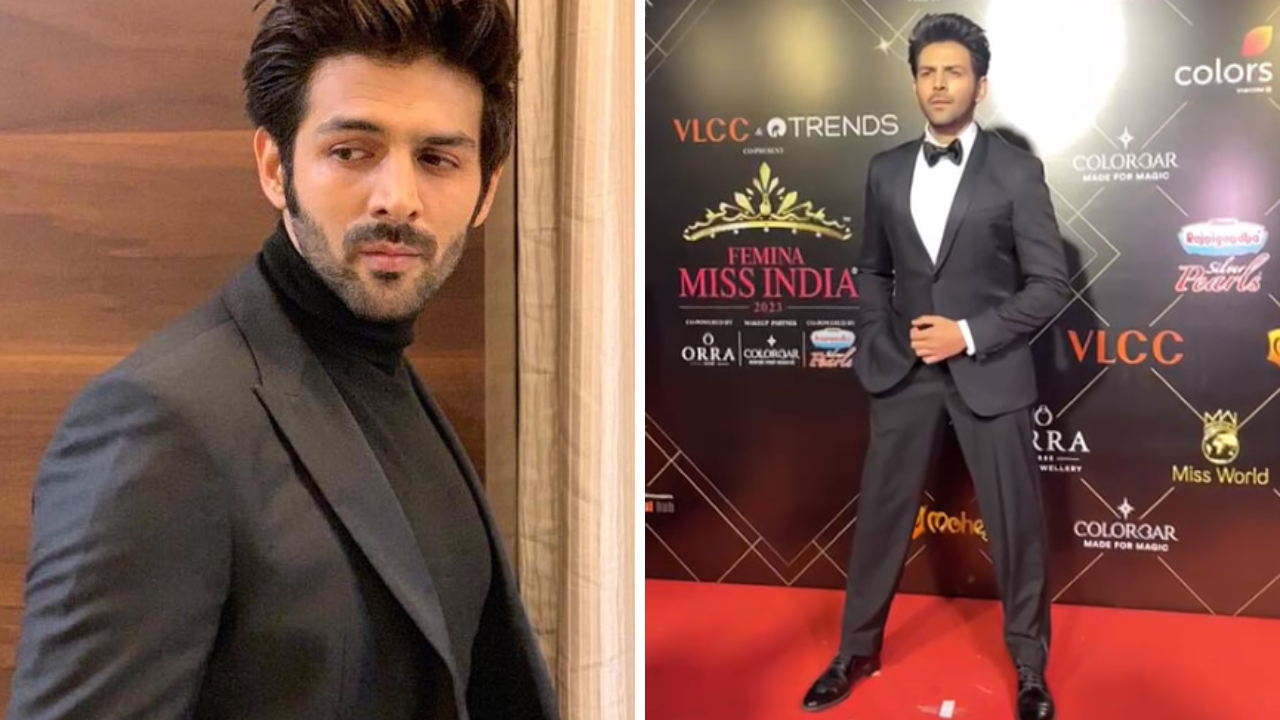 Femina Miss India 2023: Kartik Aaryan In Black Suit Makes A Stylish ...