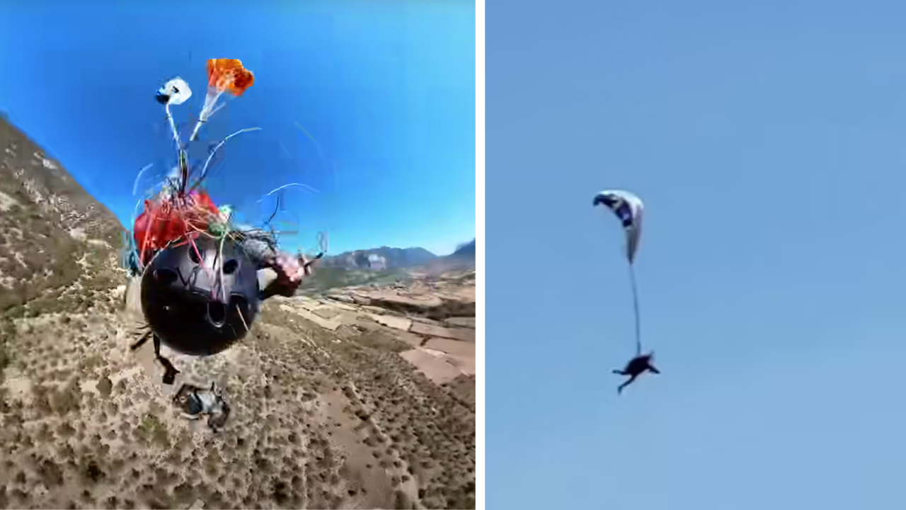 Paraglider Falling To The Ground Saves Himself At The Last Second ...