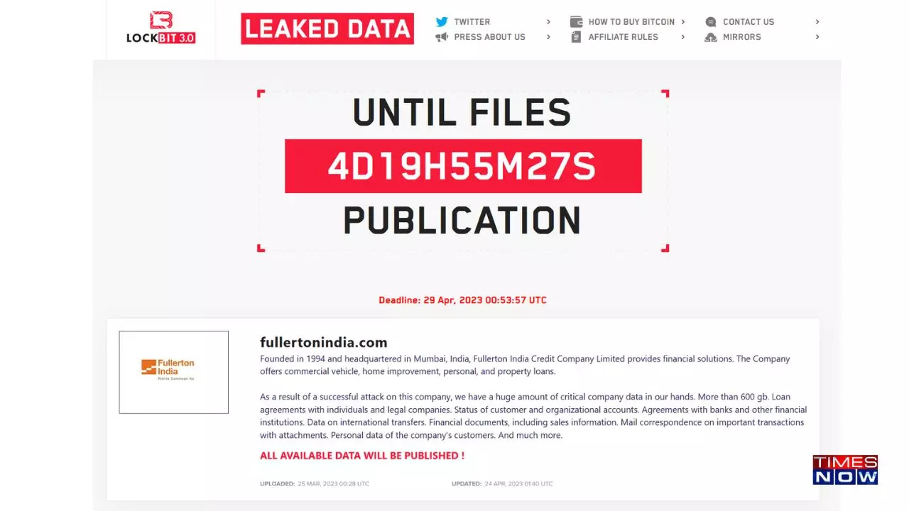 New Update: LockBit 3.0 Ransomware Targets Fullerton India: Company ...