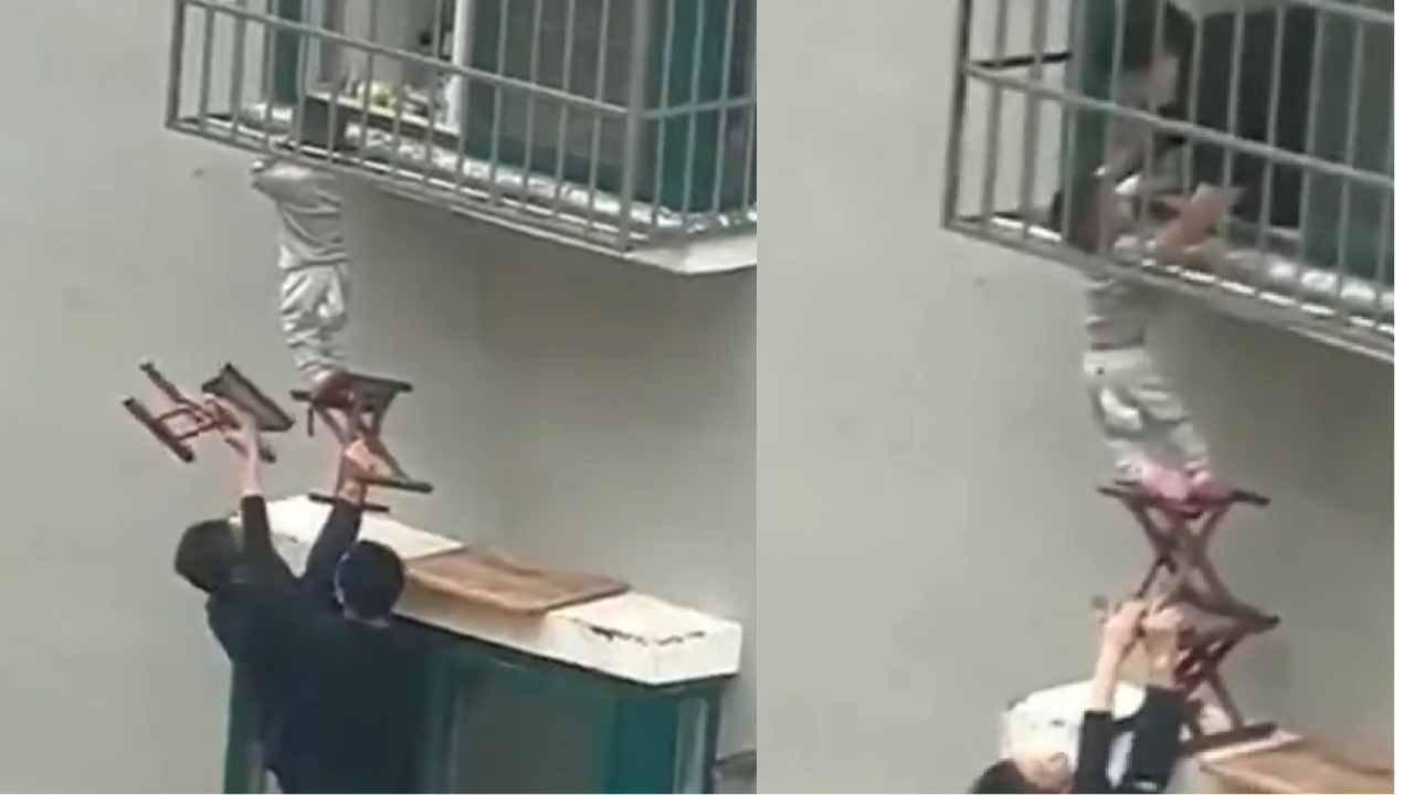Viral video: Man Climbs Building To Rescue Child Dangling By His Head ...
