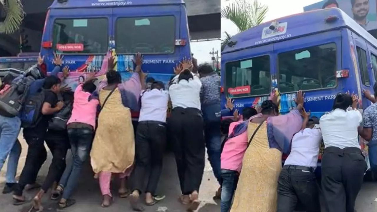 Video Of Passengers Pushing Broke Down Bus In Mumbai Is Going Viral ...