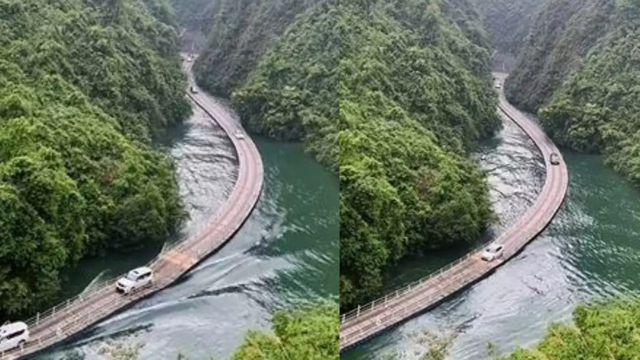 Viral Video Of Vehicles Passing Through China's Shiziguan Floating ...